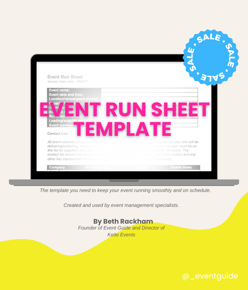 Event Run Sheet - Guided Template - Ensure Your Event Runs Smoothly Fr ...